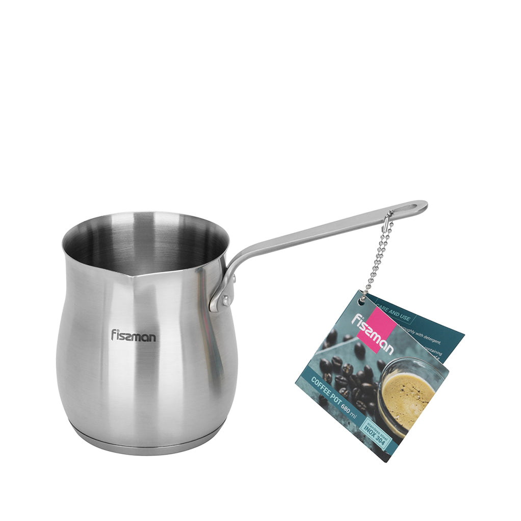 Induction-Friendly Stainless Steel Cezve – 680ml Turkish Coffee Maker ...