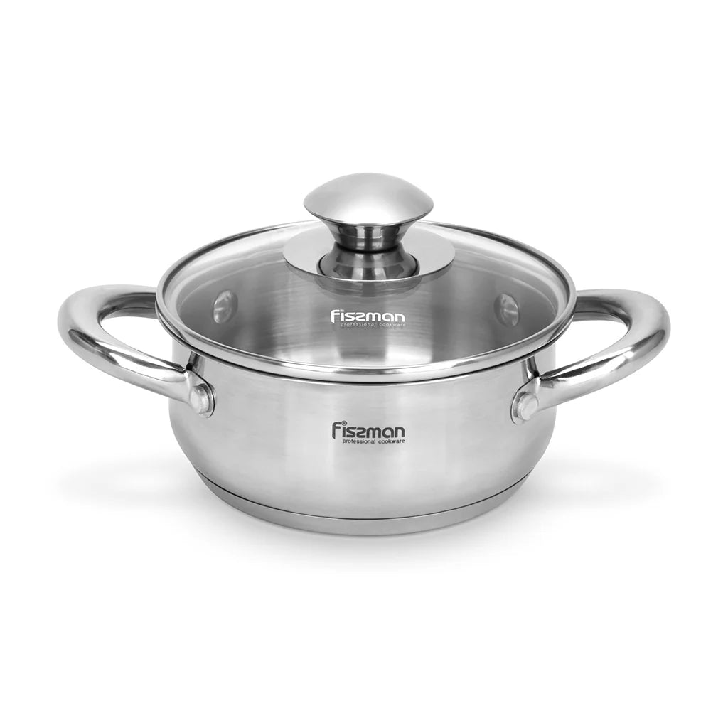 Mini Cooking Pot GULLIVER 14x6cm / 0.9 LTR with Glass Lid | Green Shop