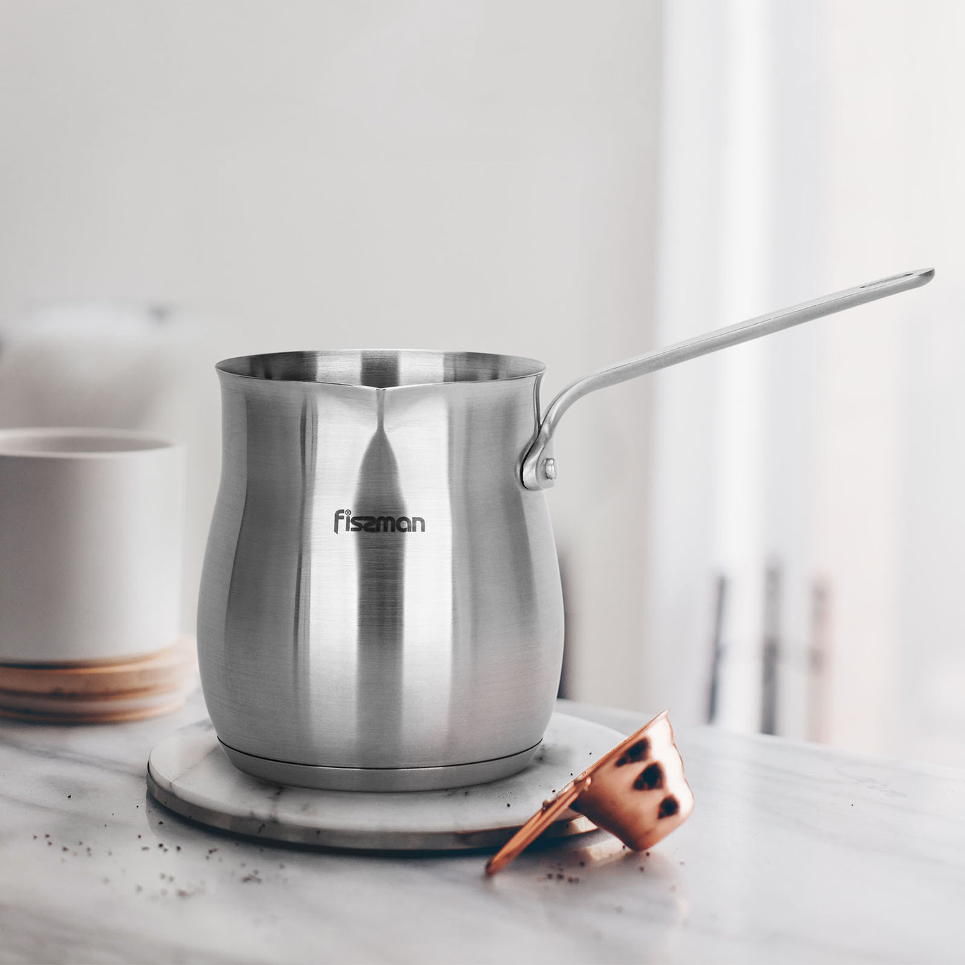 Induction-Friendly Stainless Steel Cezve – 680ml Turkish Coffee Maker ...