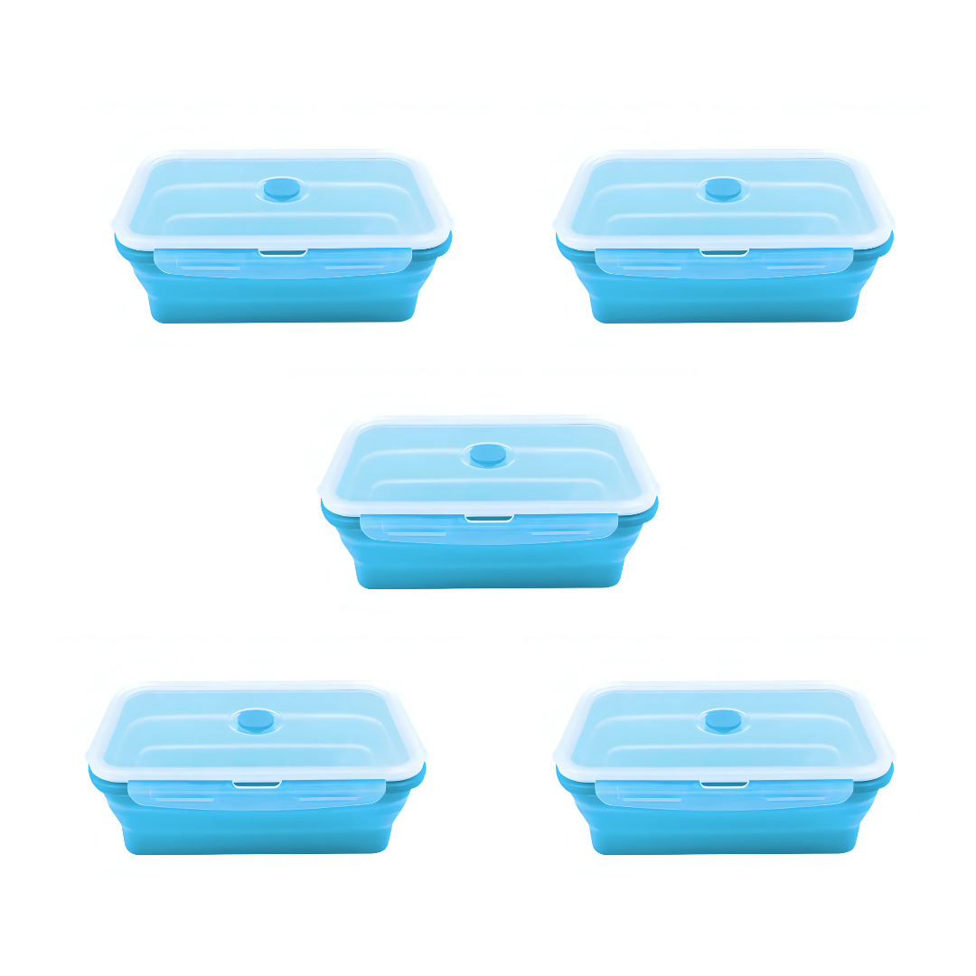Pack & Stack Silicone Rectangle Lunch Box - 5 Pack Bundle | Green Shop