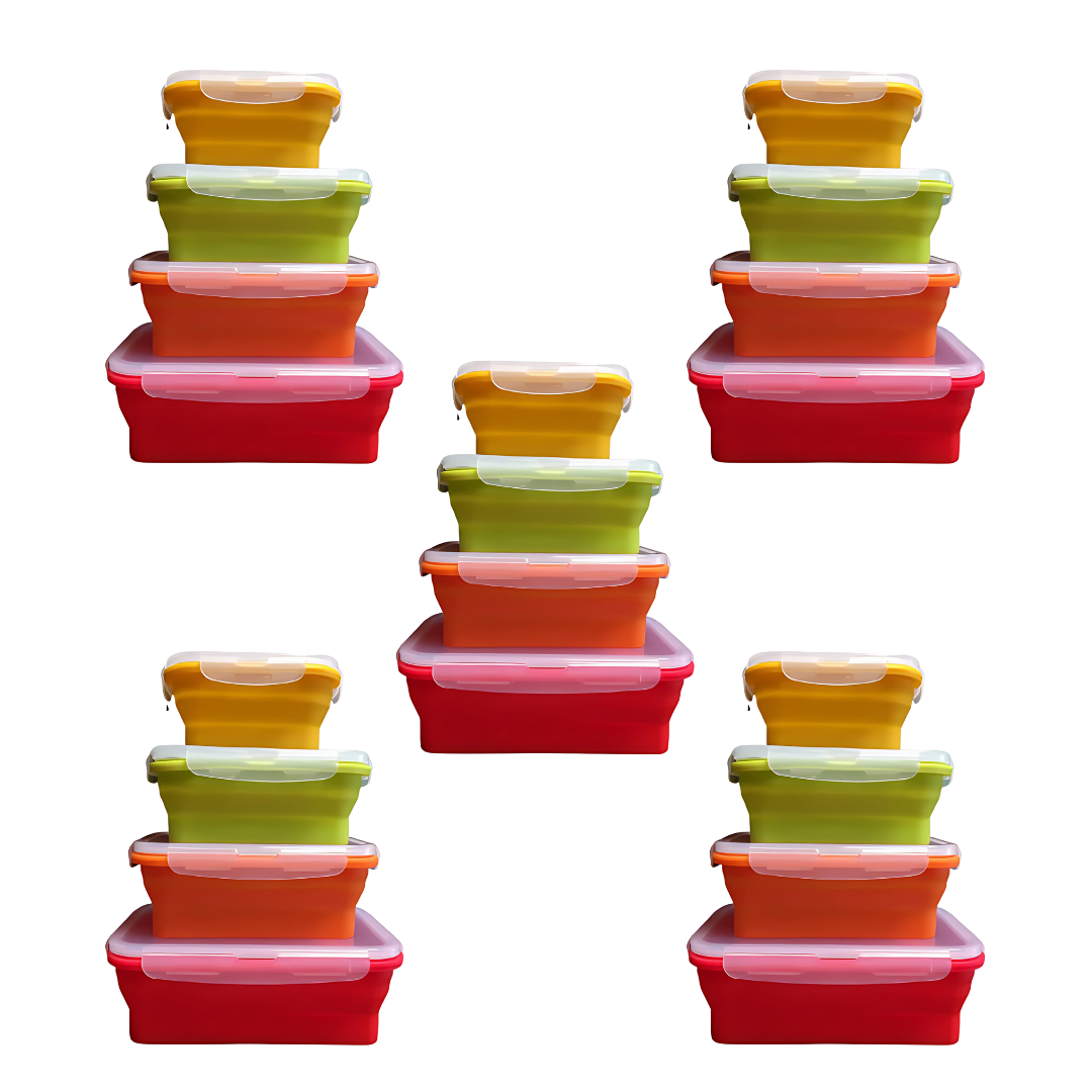 Pack & Stack’ Containers – Rectangular - 5 Pack Bundle | Green Shop