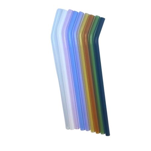8mm Glass Straws Bent | Green Shop