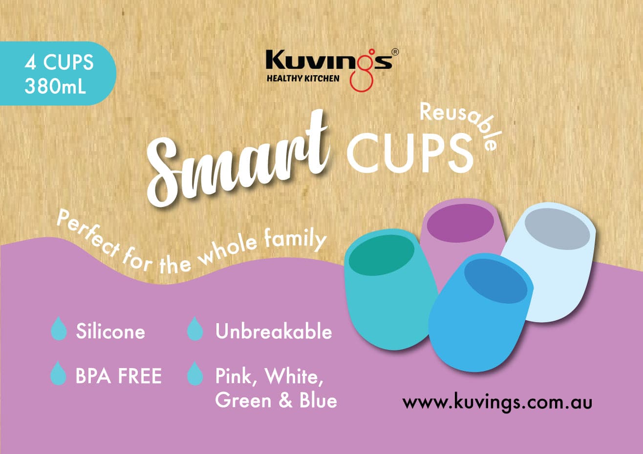 Reusable Silicone Smart Cups 4 pack - 4 colours