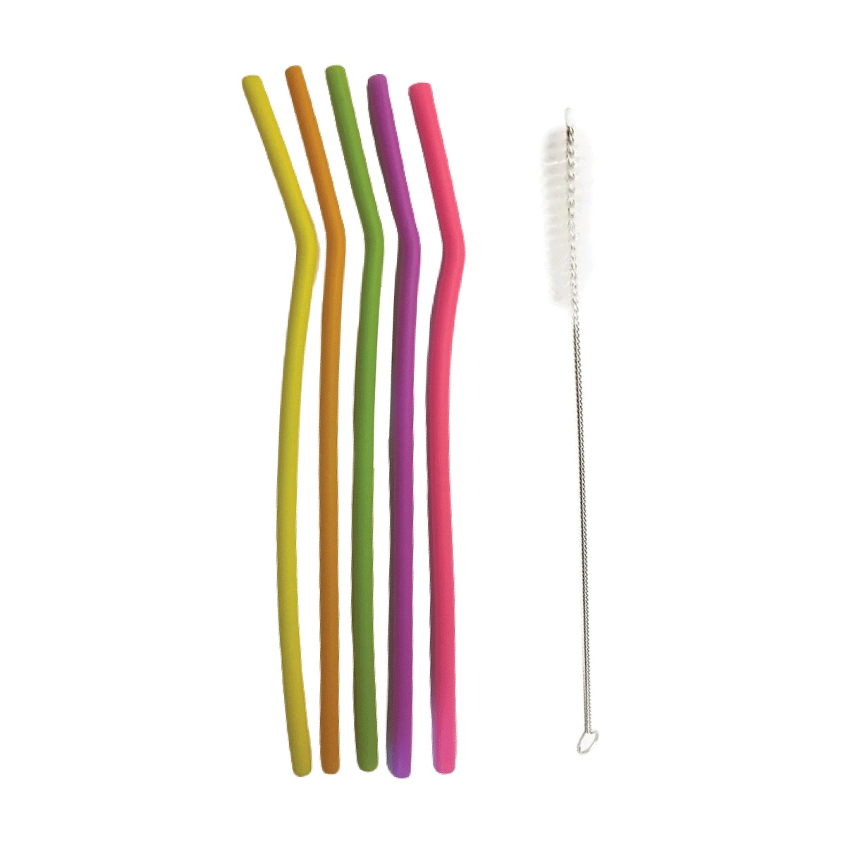 5 Silicone Straws with Cleaning Brush | Green Shop